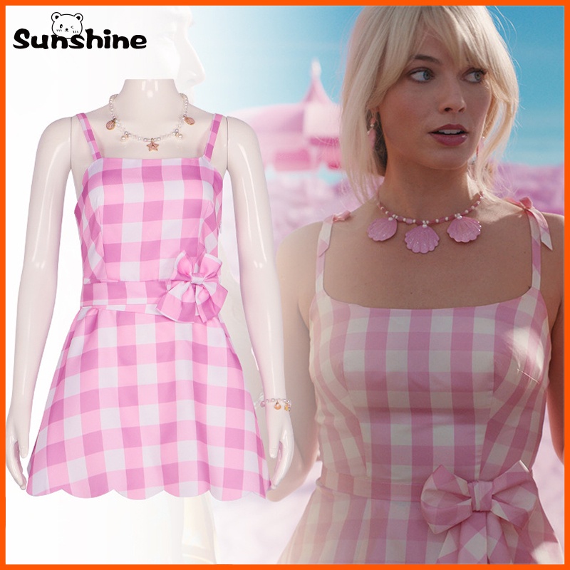New Movie Barbie Cosplay Costume Summer Barbie Pink Dress Gift ...
