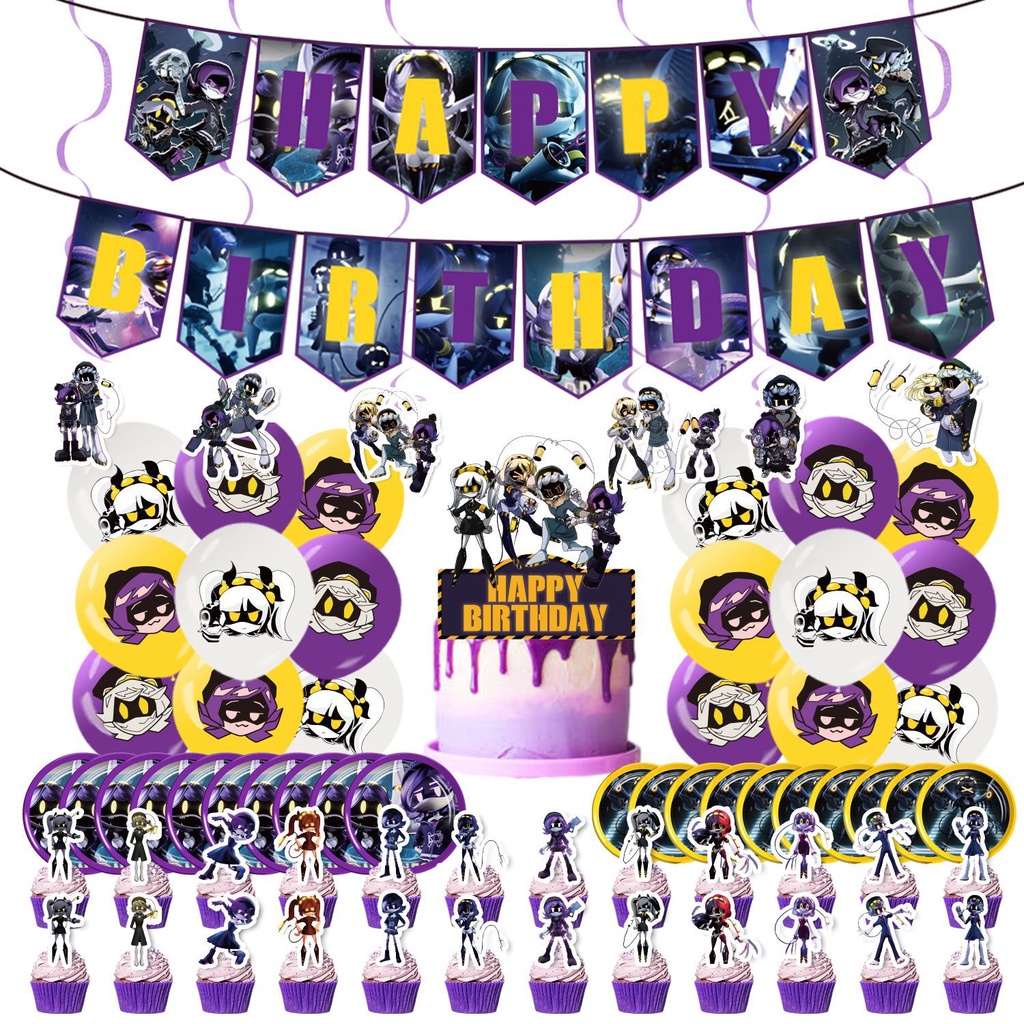 Murder Drones theme kids birthday party decorations banner cake topper ...