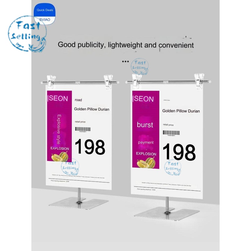 Telescopic Display Stainless Steel Poster Clip Promotional Sign Rack ...