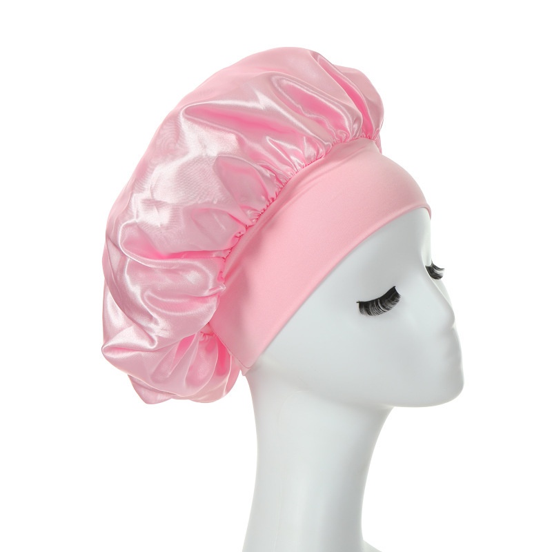 High Elastic Headband Nightcap Silk Hair Sleep Cap Long Hair Care Women ...