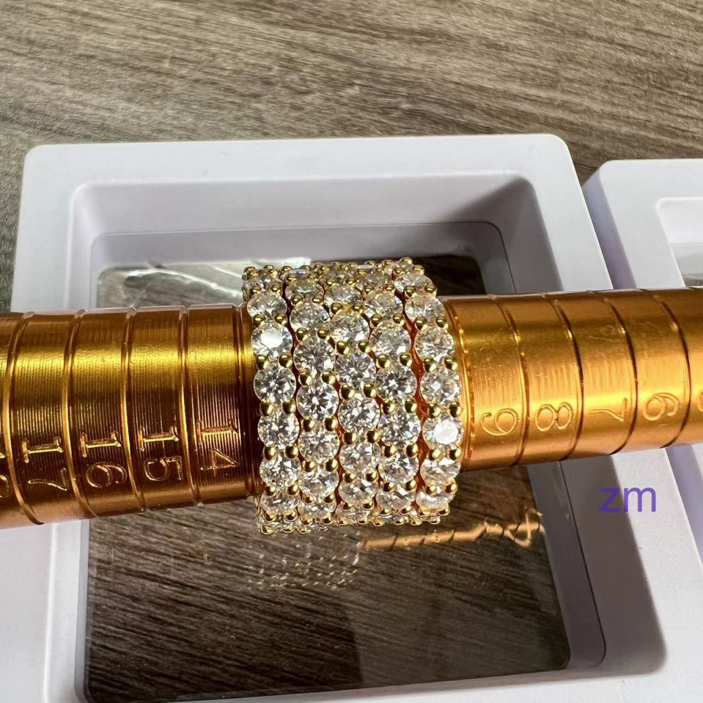 Gra Moissanite Full ring 2.2ct Gold Plated S925 Sterling Silver Super Flash Promise Ring in S925 ...