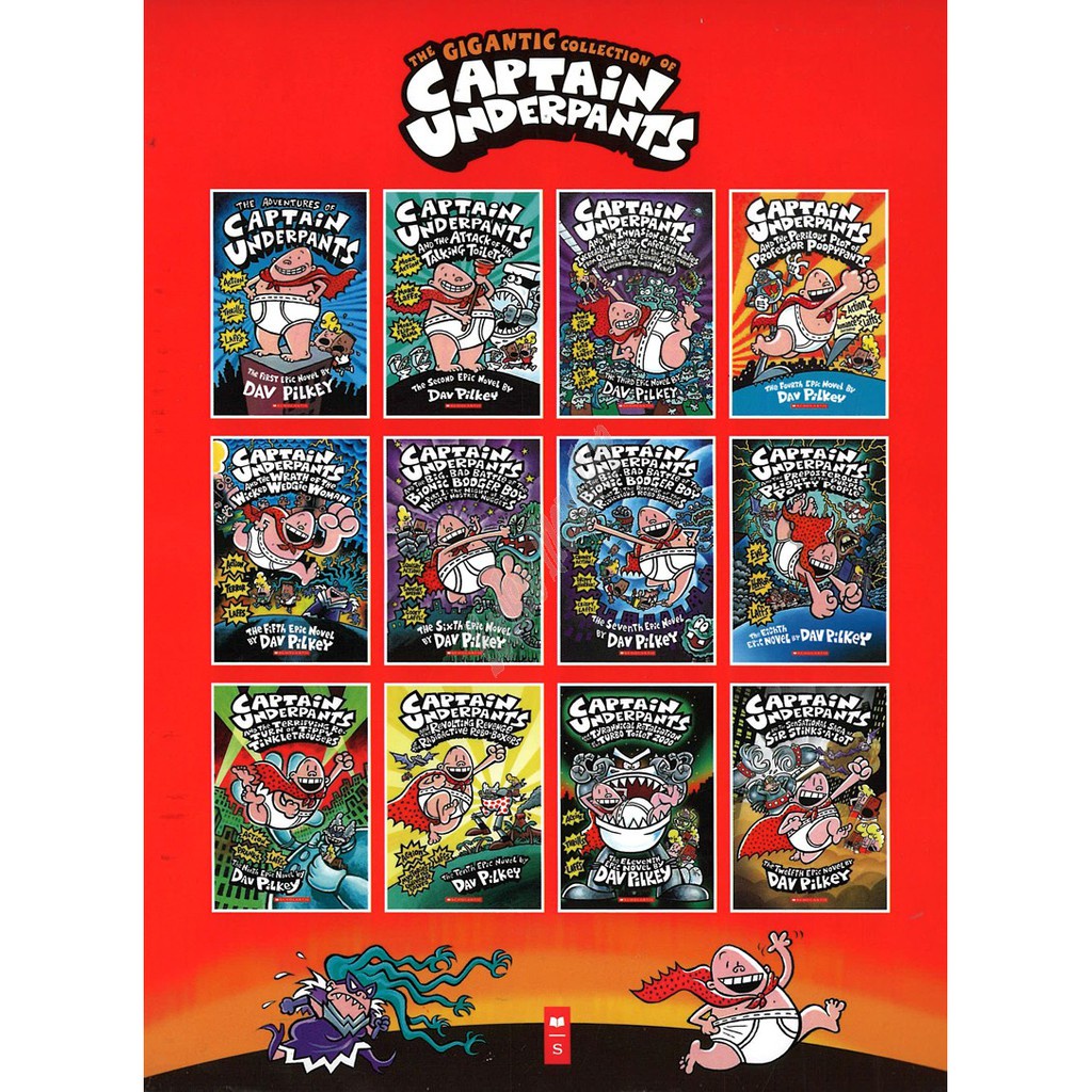 12Books/set The Gigantic Collection of Captain Underpants By Dav Pilkey ...