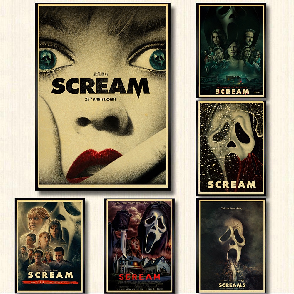 Classic Horror Thriller Movie Scream Poster Modern Art Kraft Paper Home ...