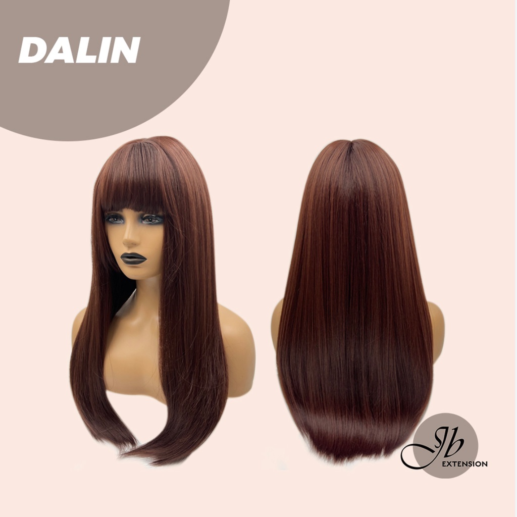 JBSELECT4YOU 60cm Wig Female Long Straight Hair Red Brown Fashion Wig With Bangs DALIN | Shopee ...