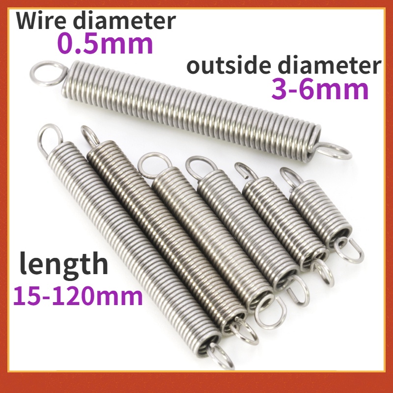 【COD】304 stainless steel 5pcs tension spring steel d0.5mm OD4mm tension ...