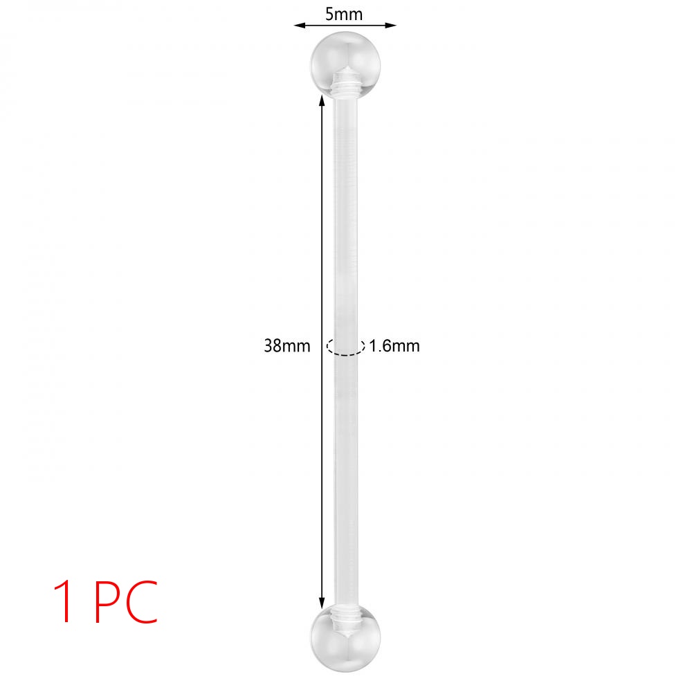 1-5Pcs Clear Acrylic Nose Septum Piercing Invisible Lip Stud Navel Ring ...