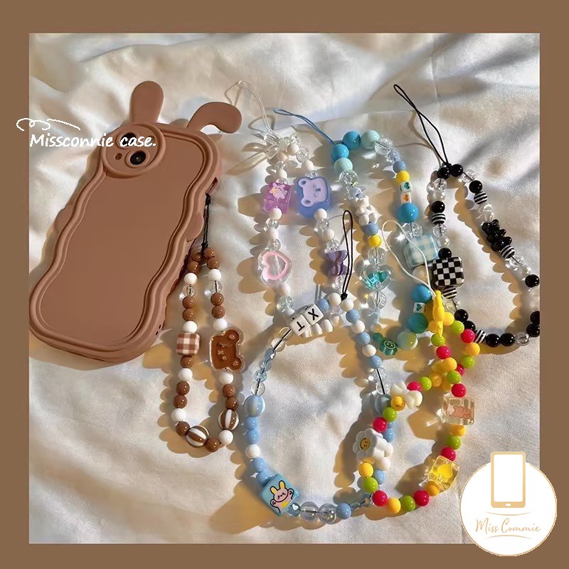 Ins Color Fashion Chain Phone Universal Cartoon Cute Rabbit Bear Smile ...