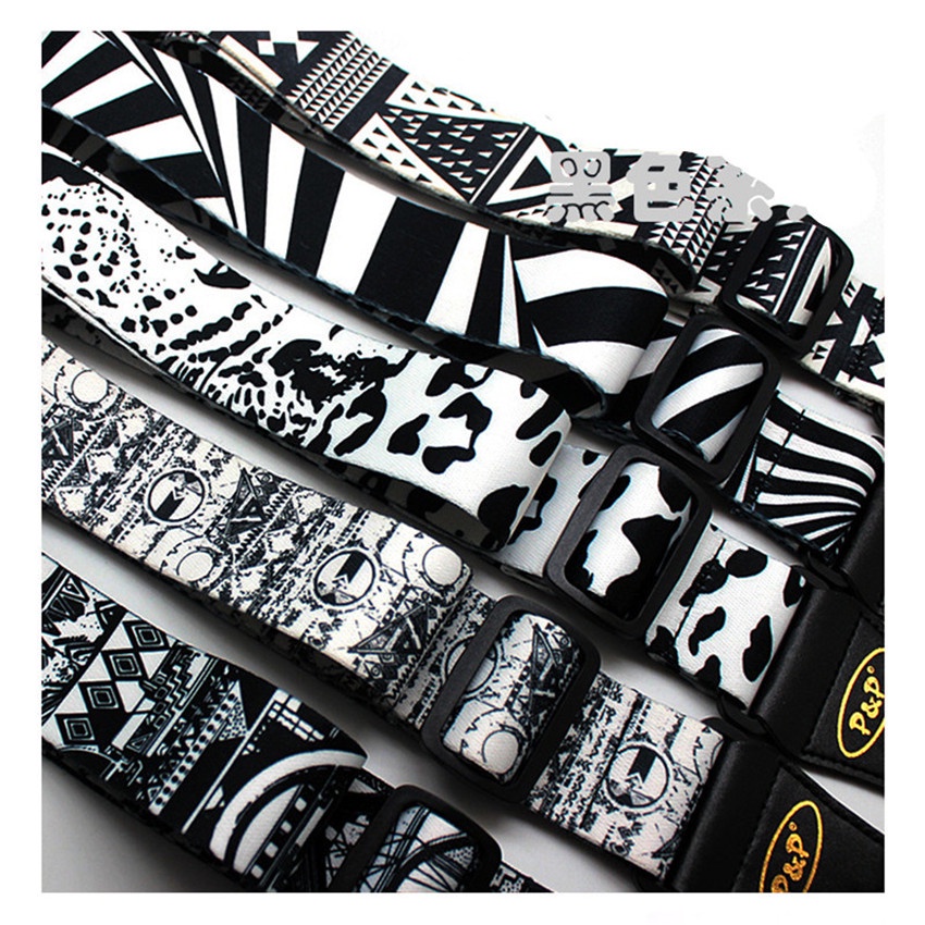 Dacron guitar strap with Super thick ultra soft black and white strap ...