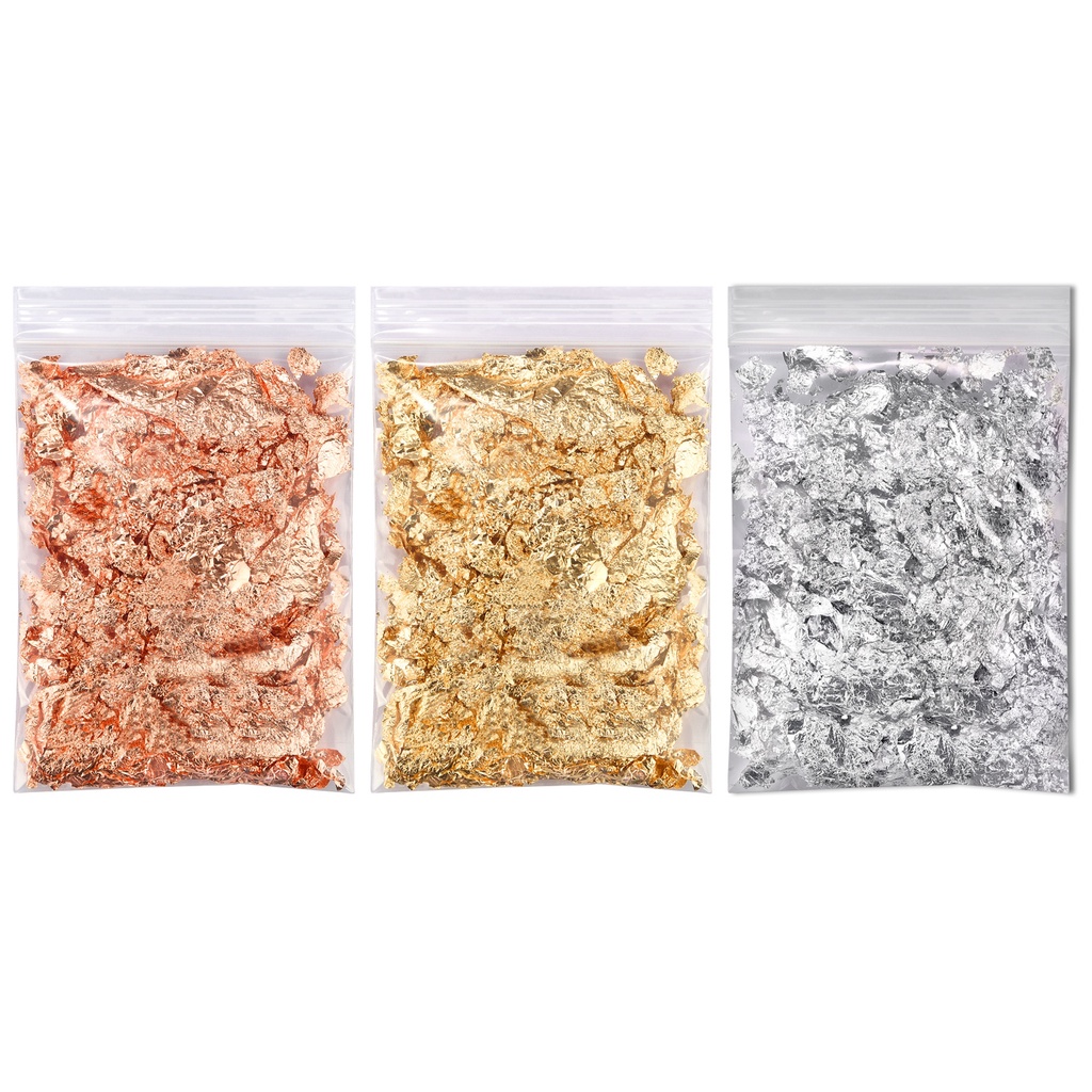 Imitation Gold Sliver Copper Foil Sequins Glitter Craft Leaf Flake ...