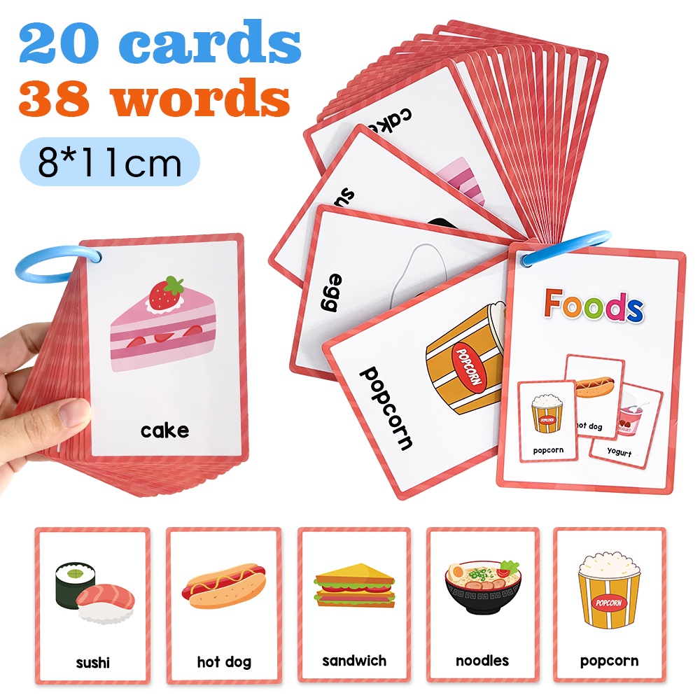Foods Montessori English Words Learning Card for Kids English Flashcard ...
