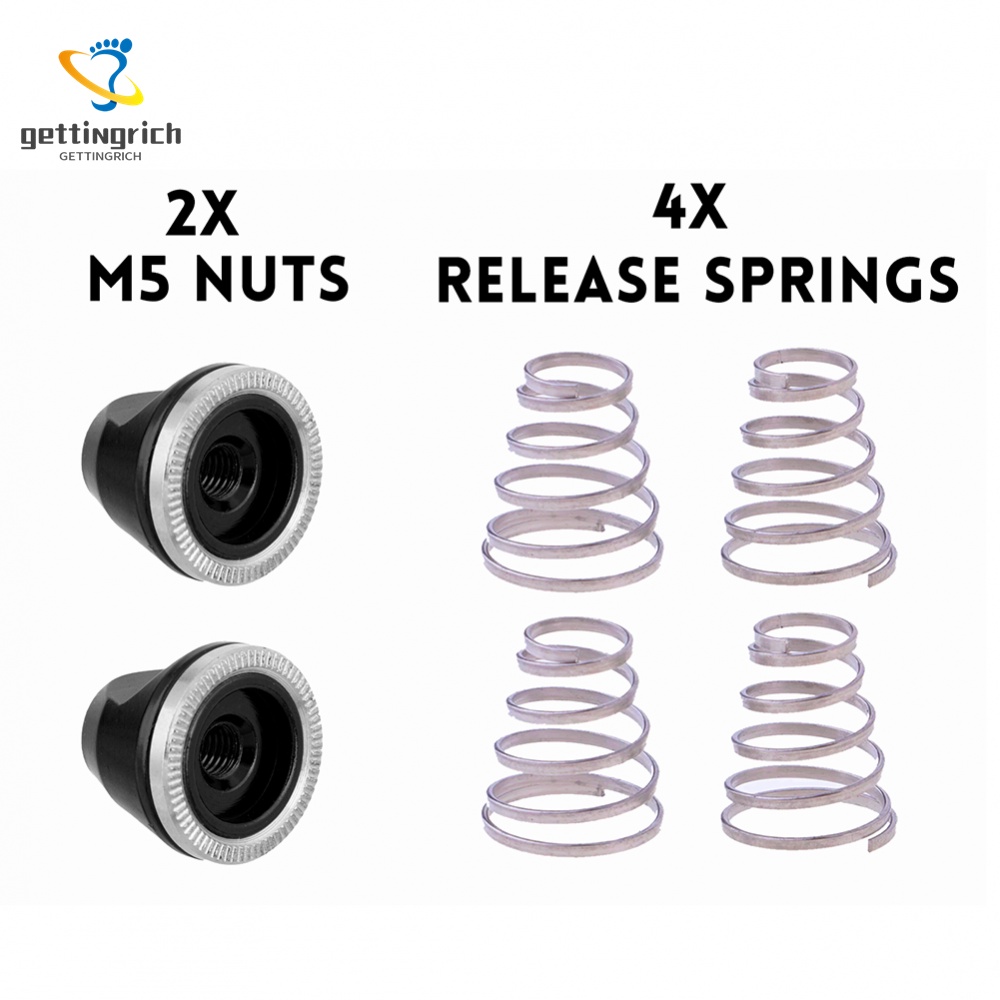 M5 NUT SPRING Nut QUICK RELEASE SKEWER Screw Wheel 4PCS Axle Bike Black ...