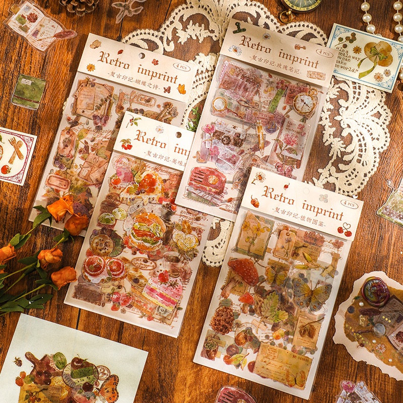 ENWEI 4 Sheets [Vintage Stamp Series] Vintage Journal Stickers ...