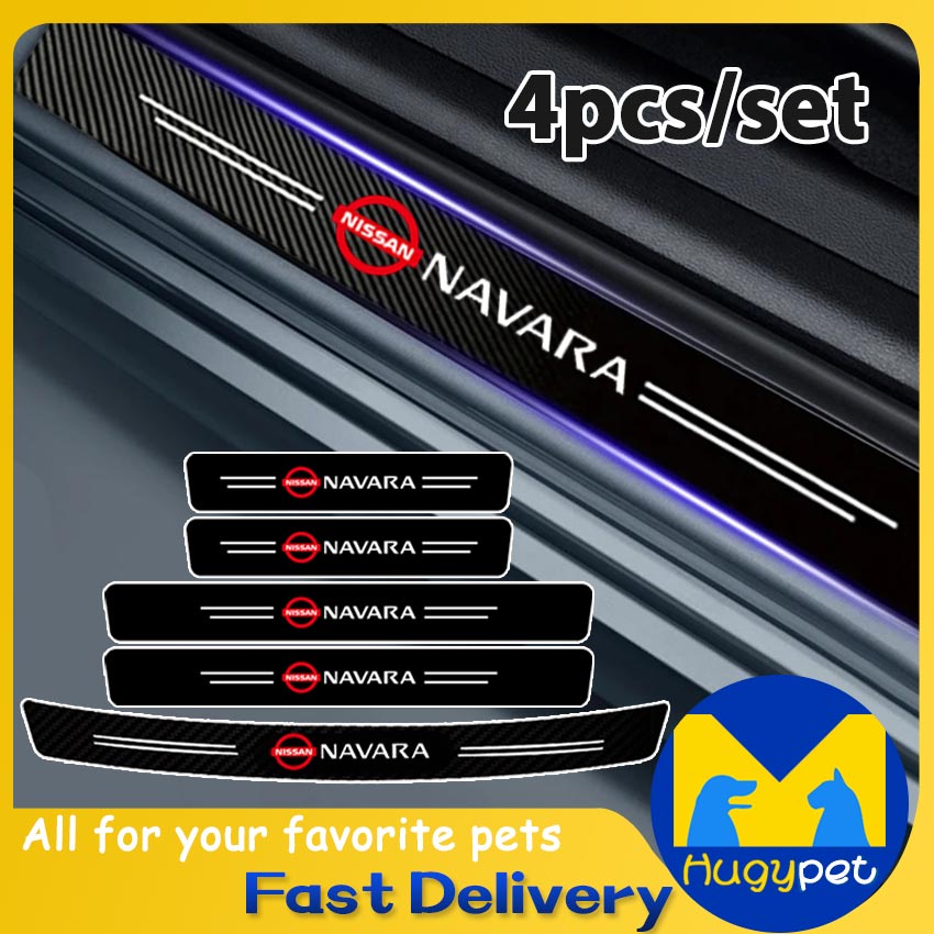 4pcs Nissan Navara Car Side Step Door Sill Protector Carbon Fiber Seal ...