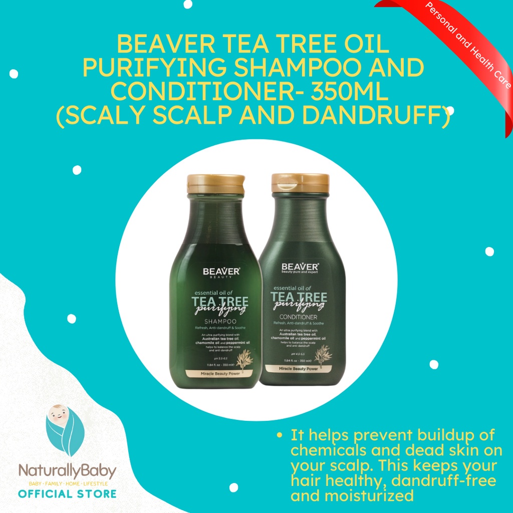 Beaver Beauty Tea Tree Oil Shampoo and Conditioner - 350ml (for Scaly Scalp and Dandruff ...