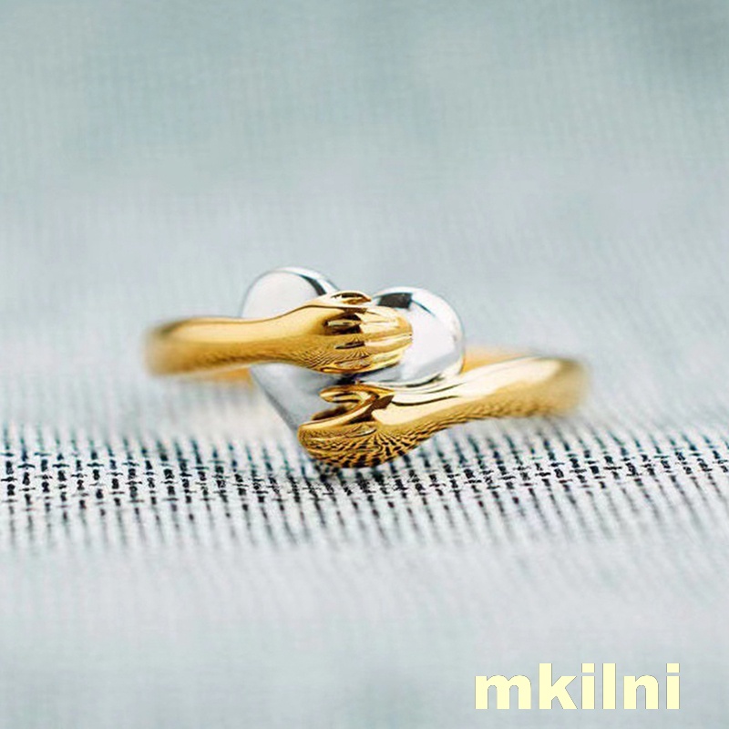 Ring Hugging Hands Love Hug Couple Ring Hugging Ring Silver Cuff Rings ...