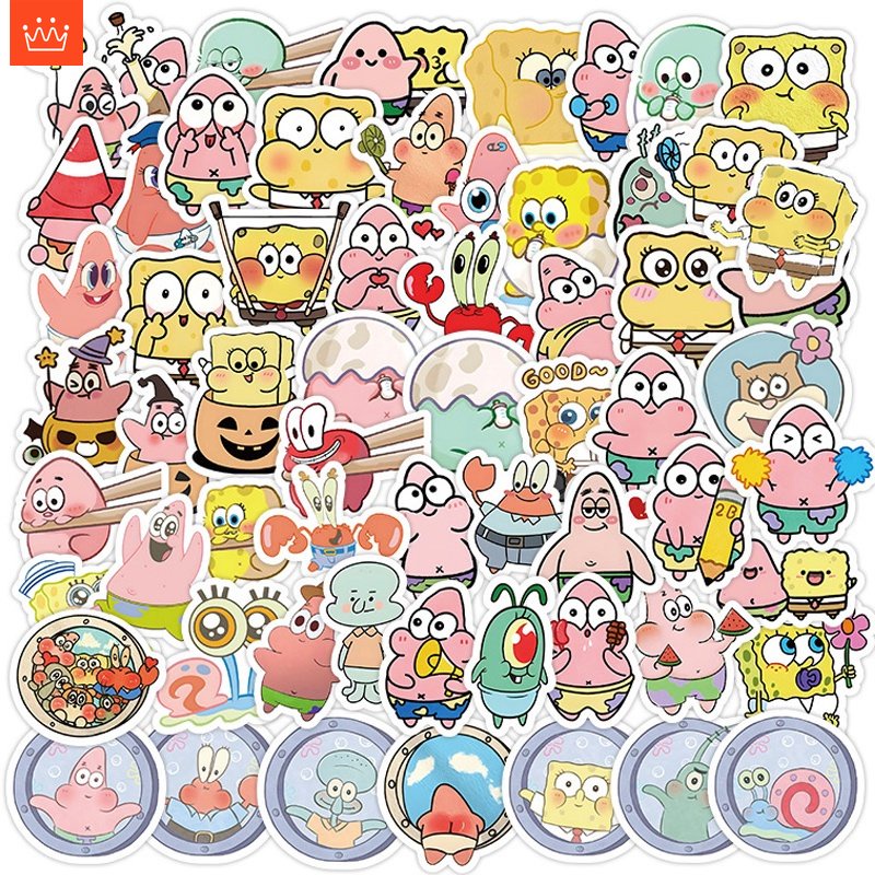 J· Spongebob Squarepants Stickers Set Cartoon Graffiti Waterproof ...