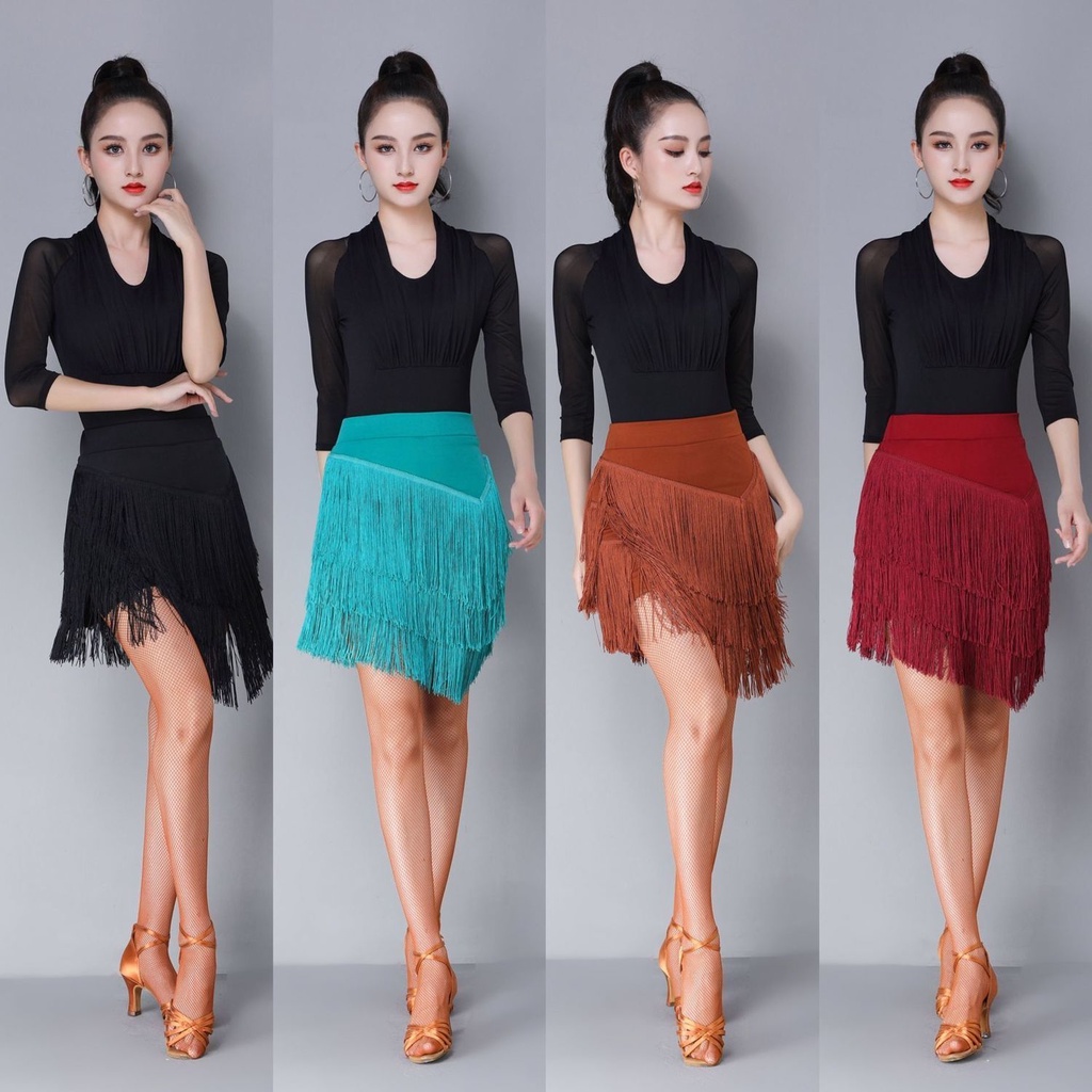 Latin Dance Skirt New Style Practice Costume Female Adult Skirt Fringed ...