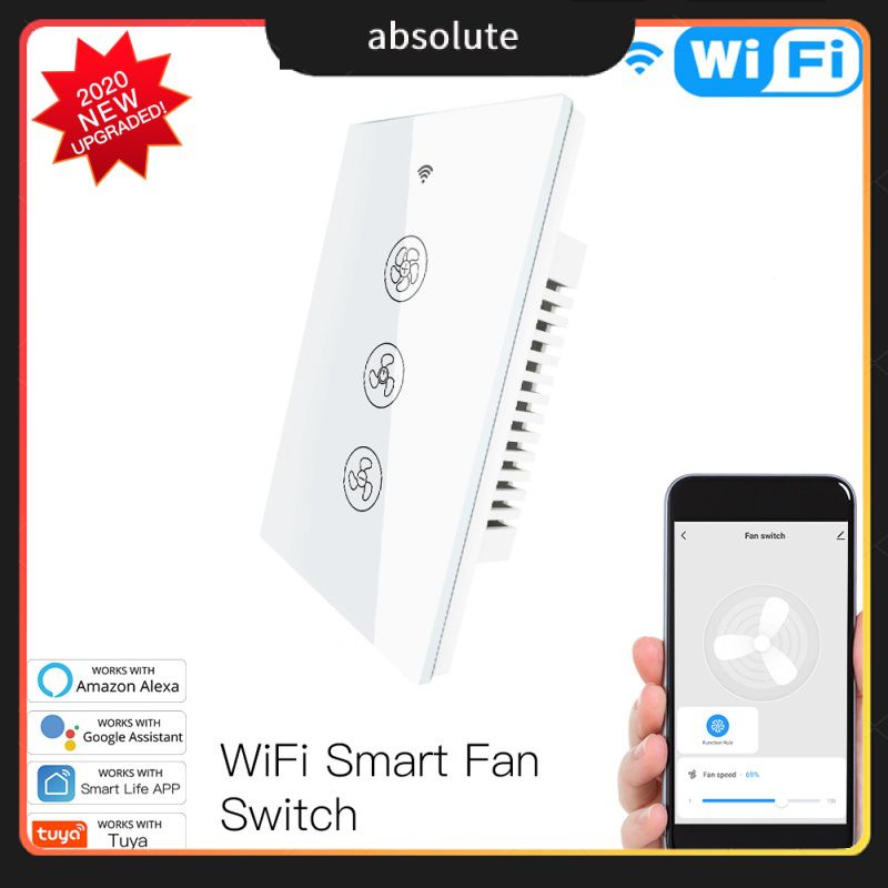 WiFi + RF433 Smart Ceiling Fan Switch Tuya/Smart Life App 2/3 Way ...