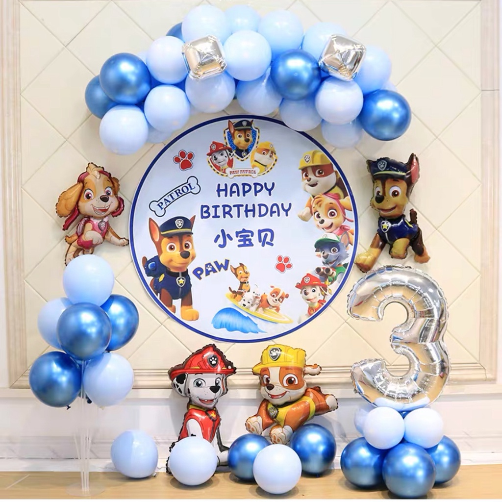 Paw Patrol Balloons Chase Skye Rubble Marshall Foil Balloon 32"Silver Number Metallic Balloon ...