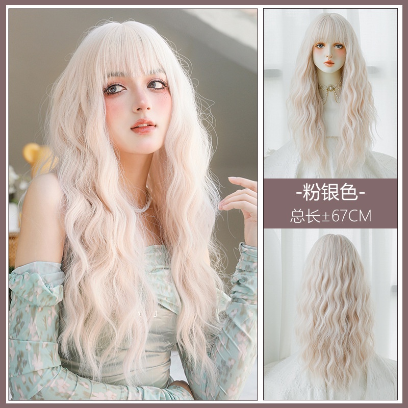 Big Wavy White Wig for Women Daily Cosplay Natural Synthetic Platinum ...
