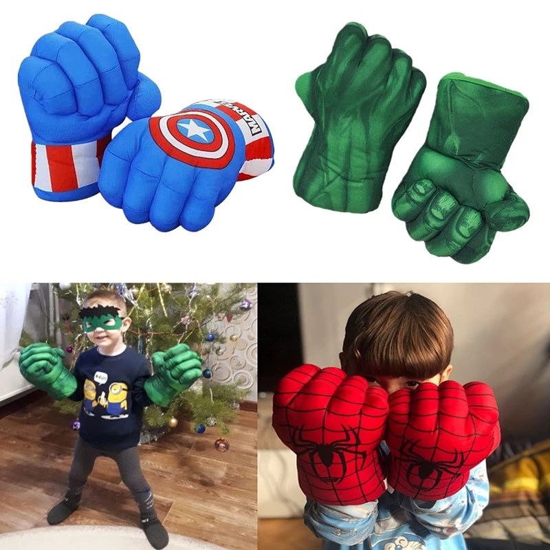 2PC Kid Avengers Superhero Figure Spider Man Hulk Toys Boxing Gloves ...