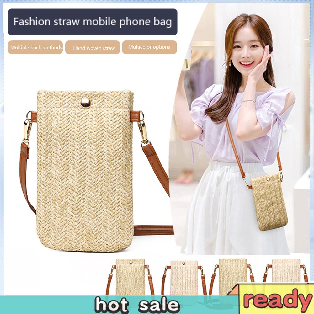 Summer Women Mini Straw Crossbody Bags Hand Woven Beach Phone Wallet ...