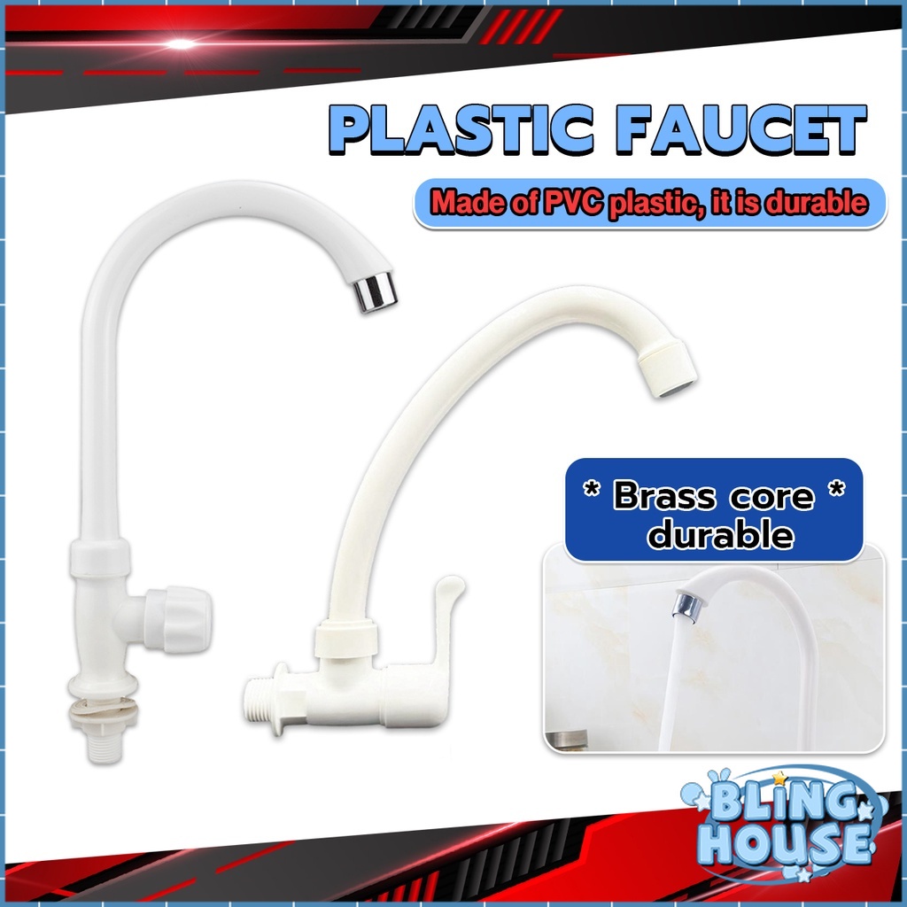 PVC White plastic faucet Kitchen water faucet 1/2inch | Shopee Philippines