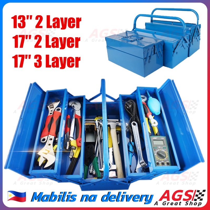 Large Metal Maximum storage tin toolbox Metal tool box foldable 3 ...
