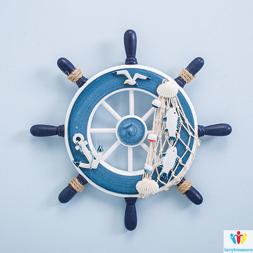 Wooden Ship Wheel with Rope Boat Ship Steering Wheel Decor For Beach ...