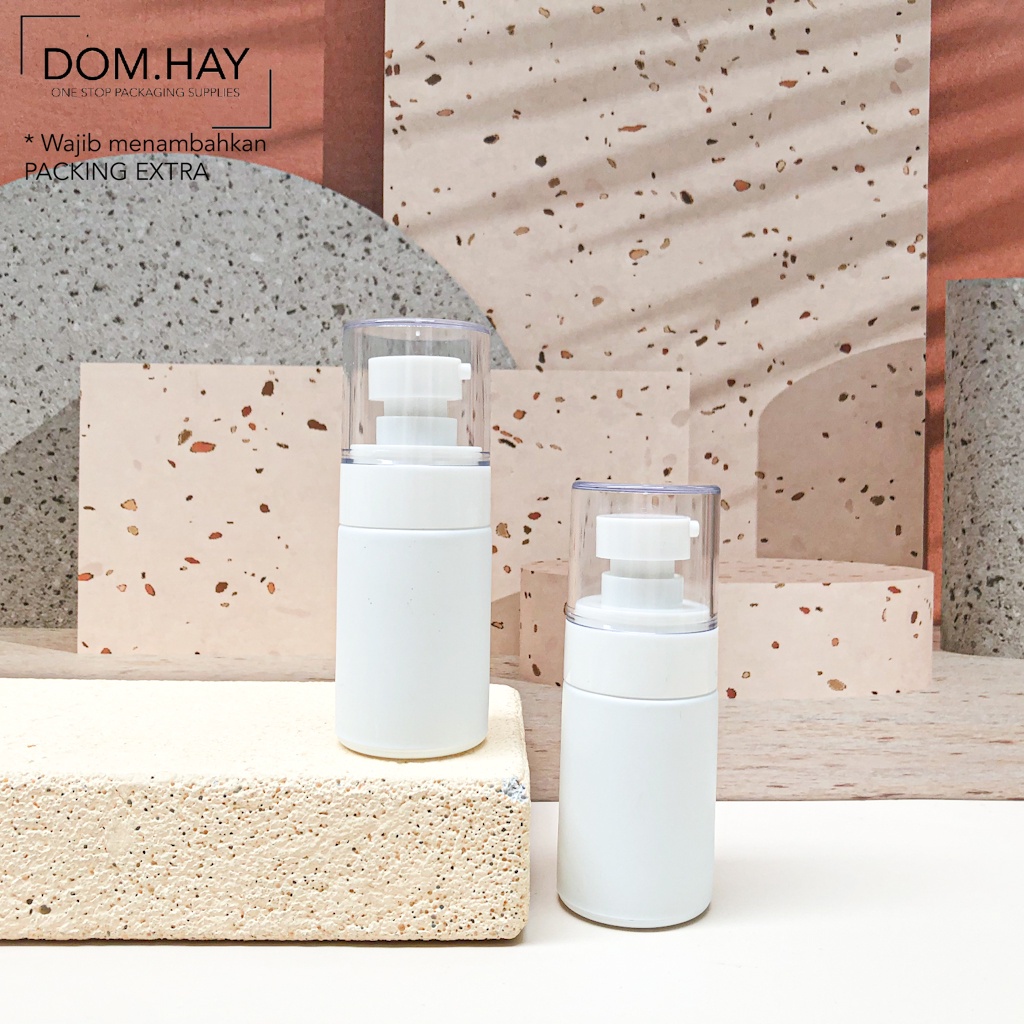 PUTIH 30ml Doff White Glass Clear Pump Bottle 7PS Skin Care Lotion ...