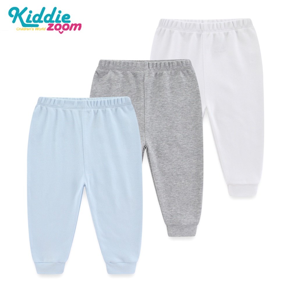 Kiddiezoom 3-Piece Set Solid Color Baby Pants 0-24 Months Pure Cotton ...