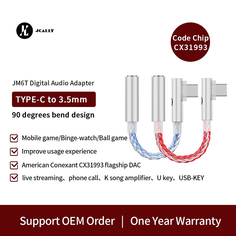 JCALLY JM6T Digital Audio Portable Decoding CX31993 DAC Type-C to 3.5mm ...