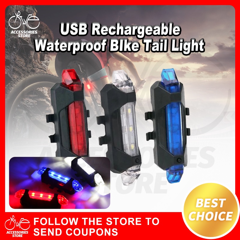 Bike Tail Light Rechargeable Waterproof Blinker Light for MTB Back ...