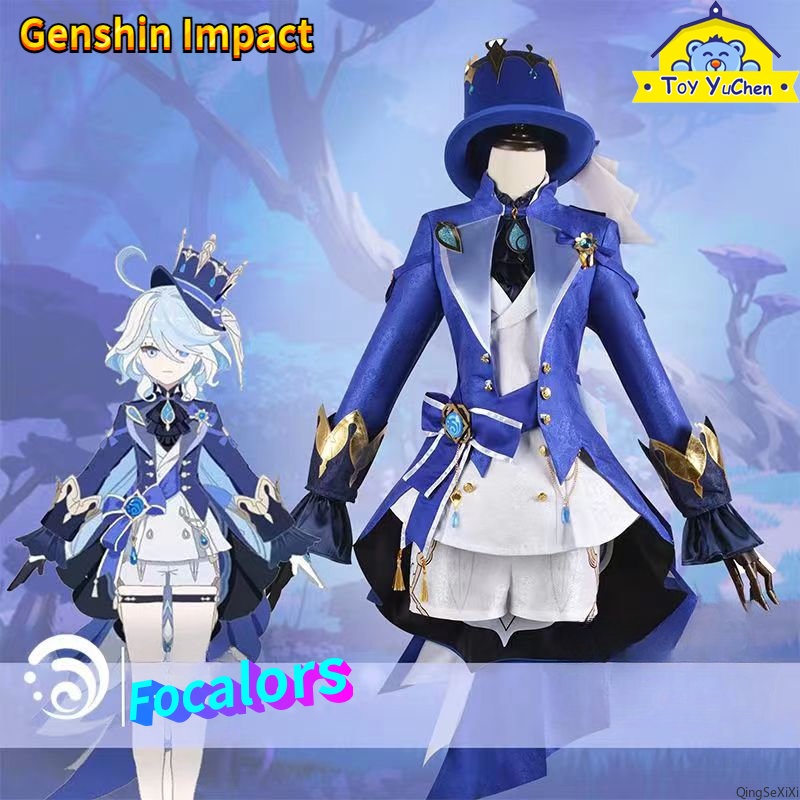 Genshin Impact Cos Fontaine Water God Focalors Cosplay Dress Women ...