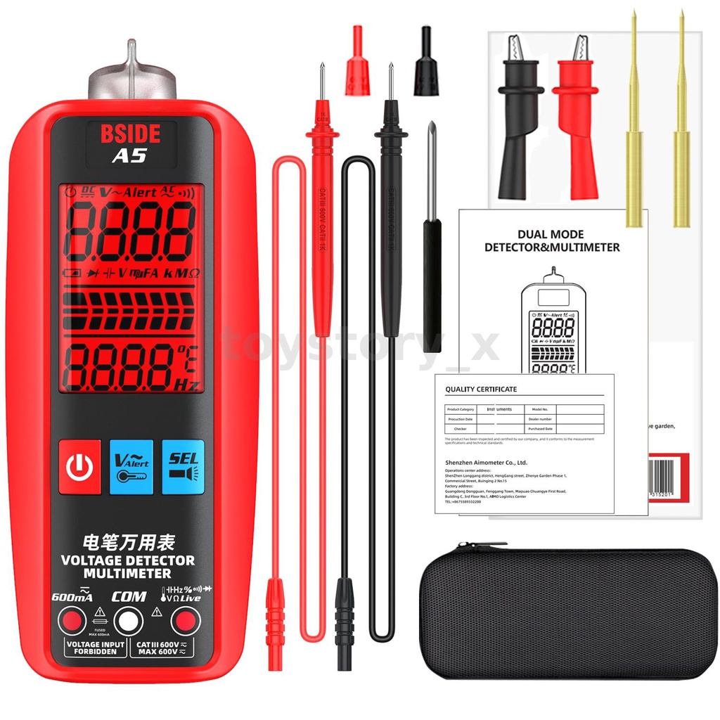 BSIDE A5 Digital Multimeter Pocket Tester Voltmeter Current VFC Voltage ...
