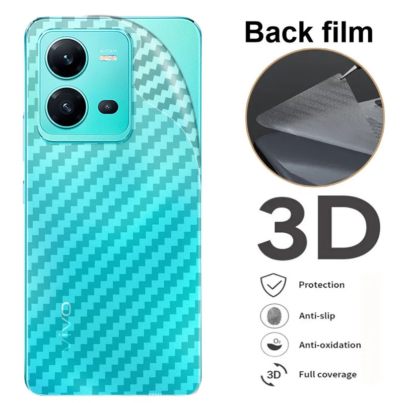 3D Transparent Carbon Fiber Scratch Resistant Back Film For VIVO V40 V30E V30 V29 V29E V27 V27E ...