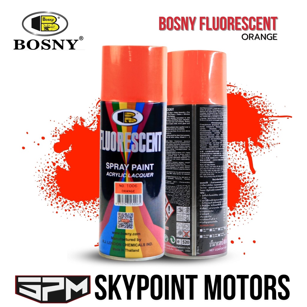 BOSNY SPRAY PAINT FLUORESCENT PAINT ORANGE (9132-021) | Shopee Philippines