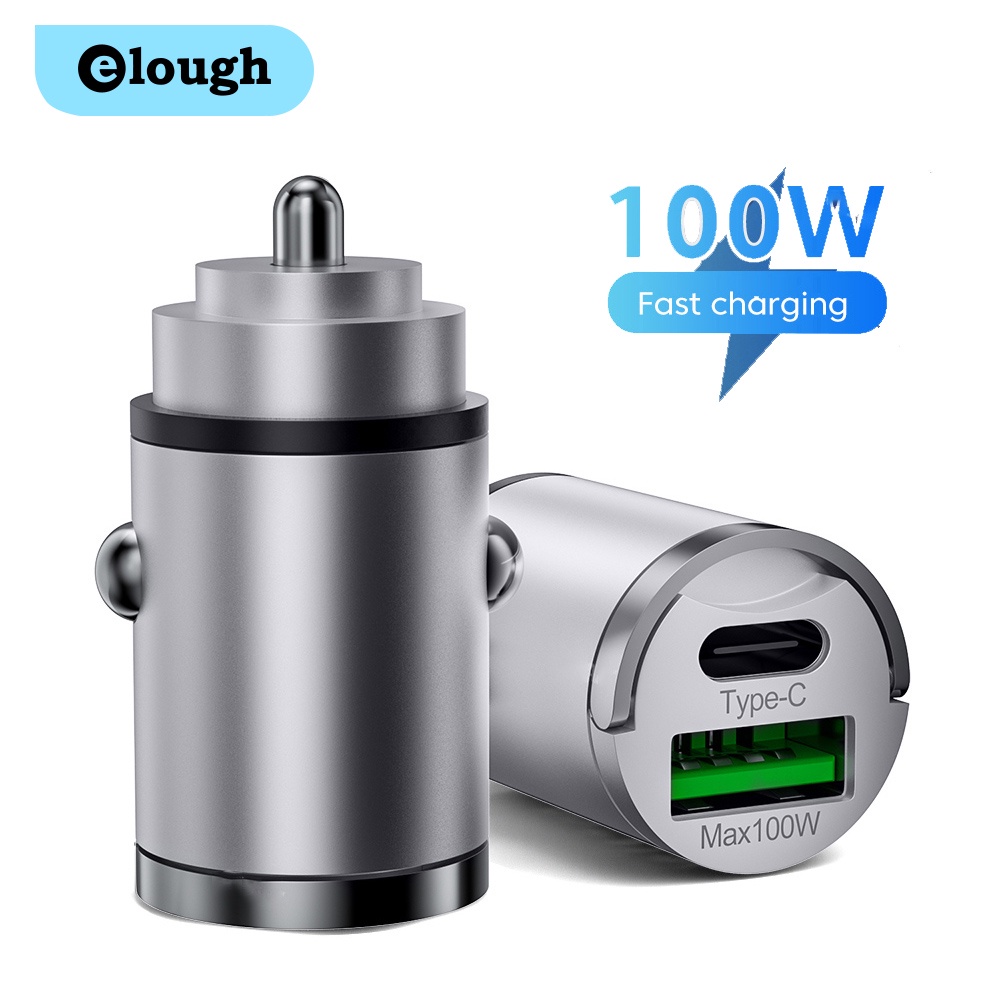 Elough 100W Mini USB Car Charger PD QC 3.0 Super Fast Charger Adapter ...