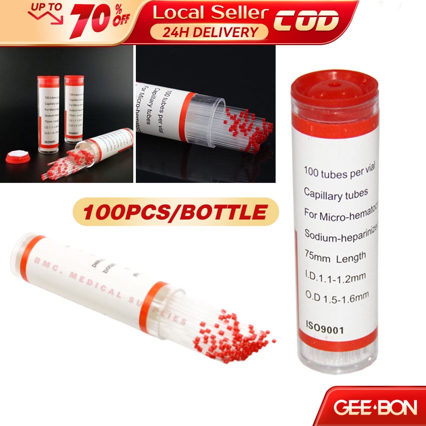 GEEBON 100pcs Capillary Tube Micro Hematocrit Pipette Hitter Tic Tubing ...