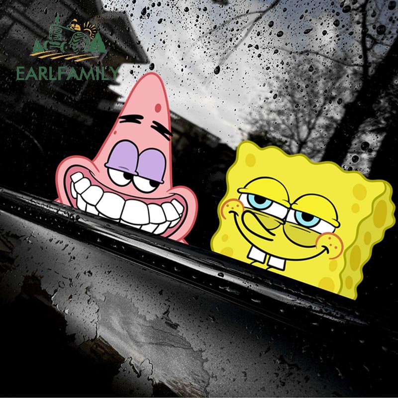 EARLFAMILY 13cm Spongebob Peeker Cartoon Decal Waterproof Occlusion ...