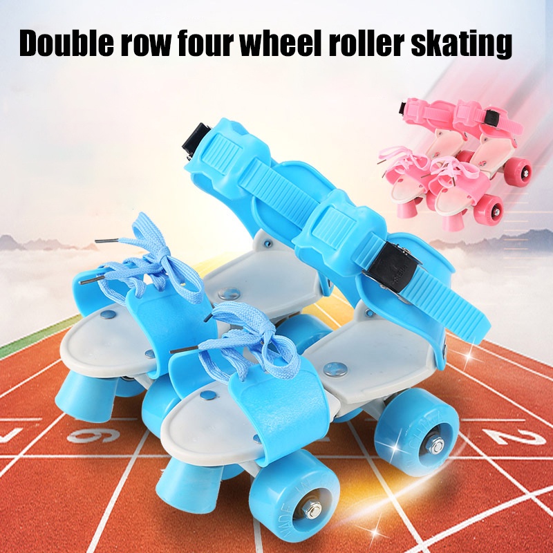 Children's Double Row Four Wheel Skates Adjustable Simple Roller Skates ...