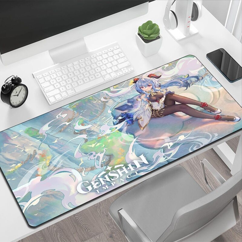 Kawaii Mouse Pad Keyboard Ganyu Gamer Cabinet Gaming Mat Mause Genshin ...