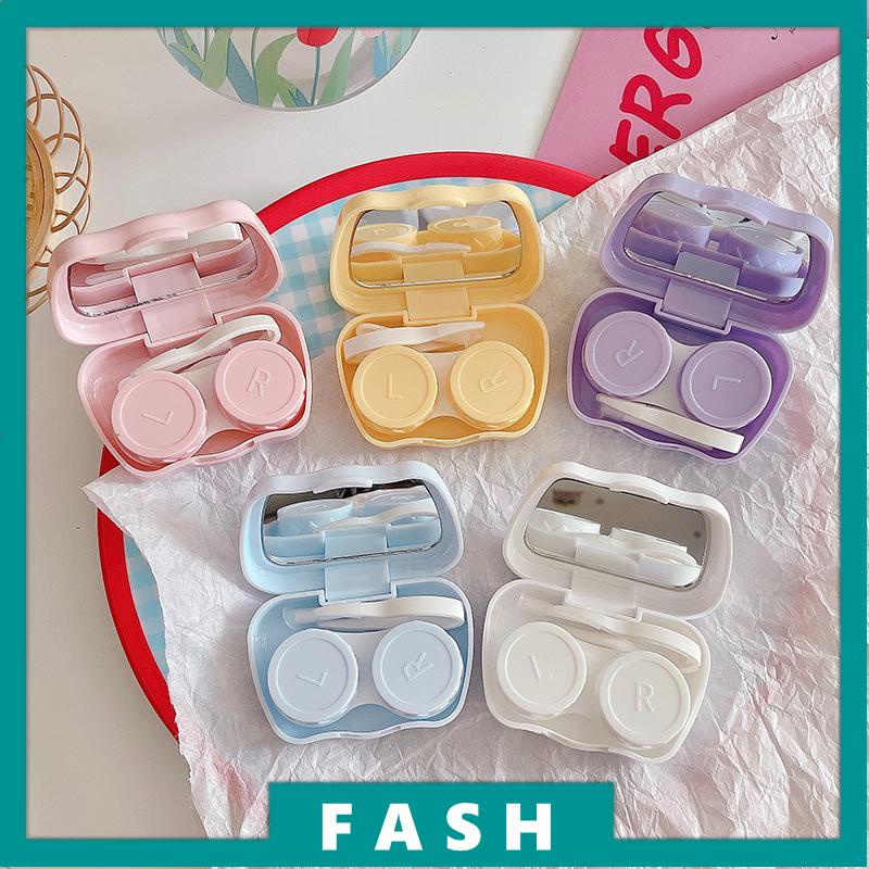 Small Cute Contact Lens Companion Case Simple Solid Color Cartoon Care ...