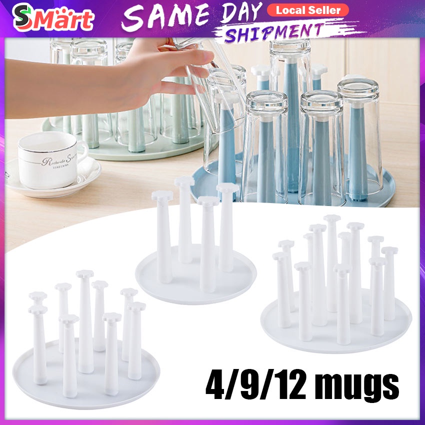【In Stock】Glass Cup Stand Holder Drying Rack Shelf Upside-down Cup ...