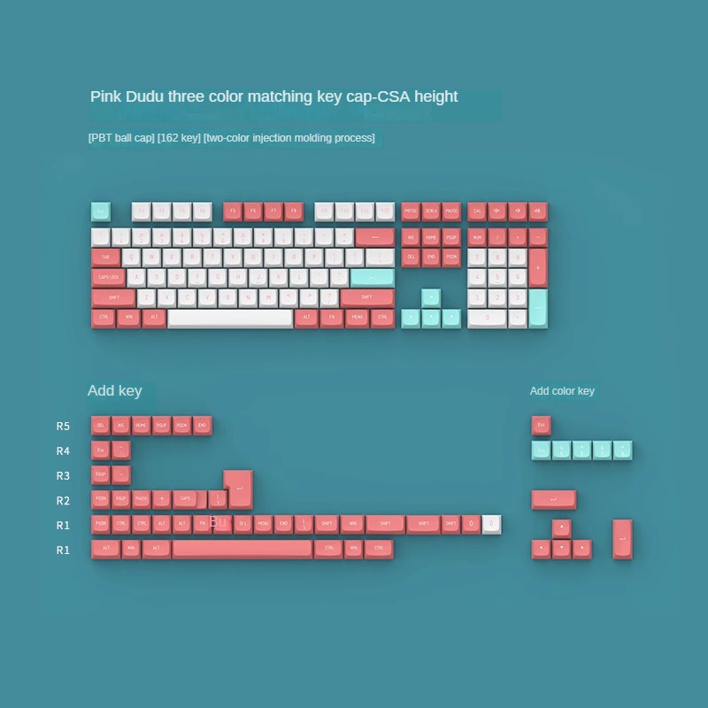 2023 New three-color keycaps CSA keycaps PBT double shot milkshake mint ...