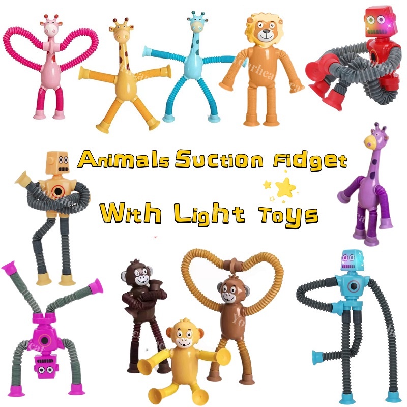 Telescopic Suction Cup Giraffe Toy Pop Tubes Mixed Animals Suction ...