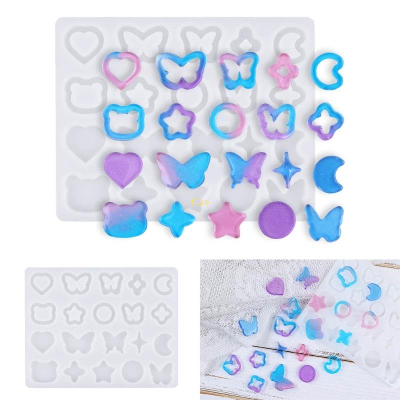 flgo Butterfly Heart Quicksand Silicone Molds DIY Craft Keychain ...