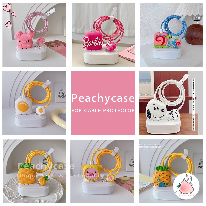 Cute Barbie Pink Pig Cable Protector for Apple 18W 20W Charger Data ...