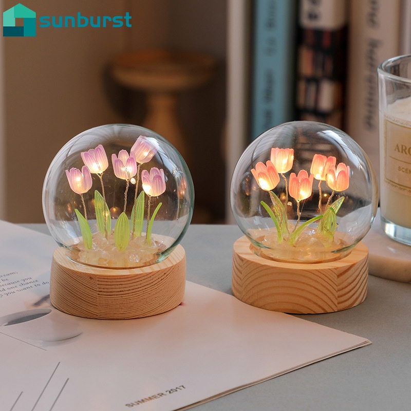 DIY Cute Mini LED Simulation Tulip Night Light / Built-in Button ...