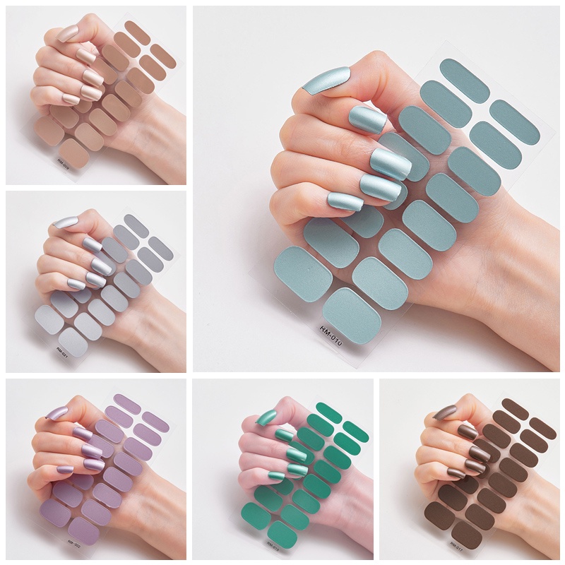 (Not UV Sticker) RM001-029 Metal Feeling Style Solid Color Normal Nail ...